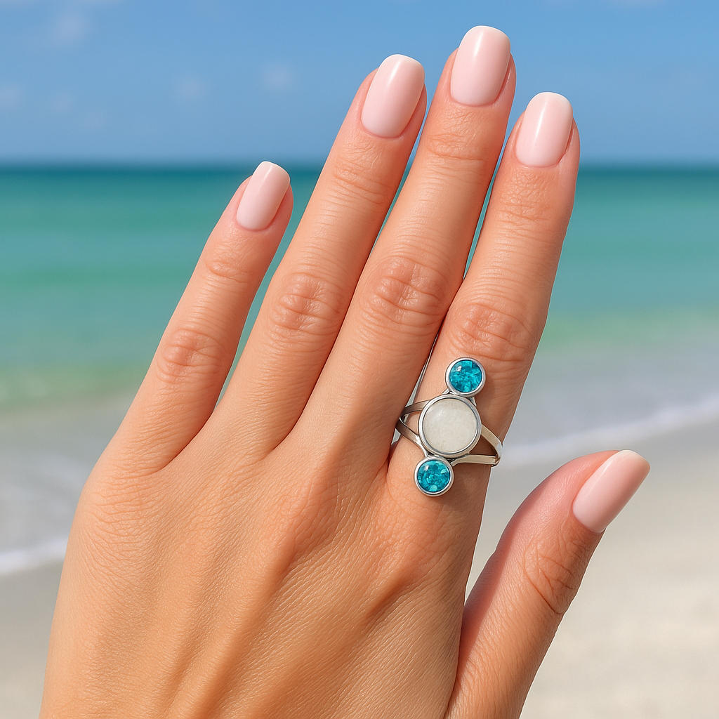 Siesta Key Sand & Turquoise Ring WSR595 | Silver City Sarasota